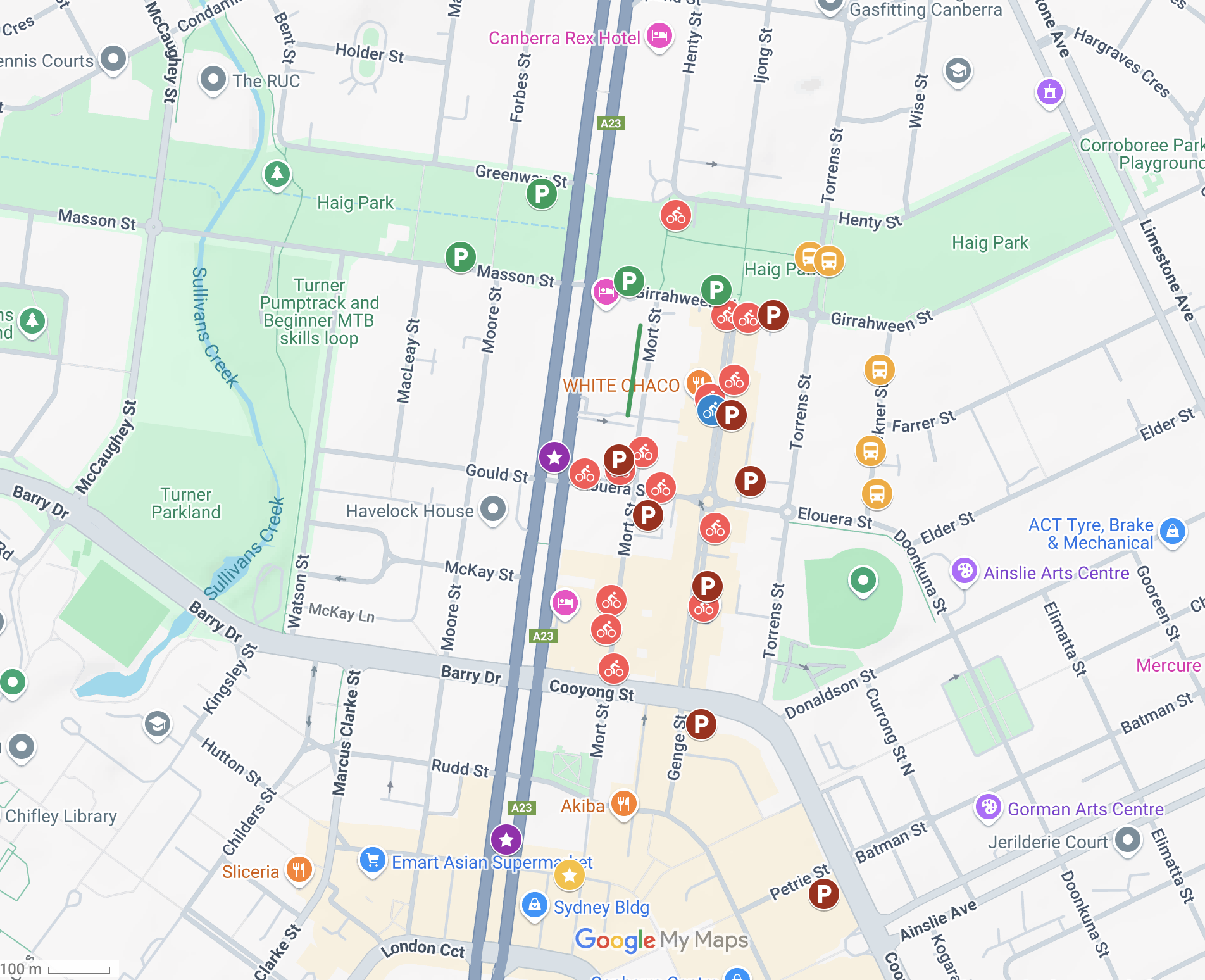 Braddon Transport Options Map – Braddon Collective